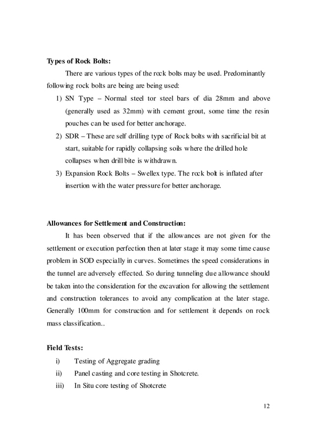 NATM (New Austrian Tunneling Method ) in Tunneling | PDF | Civil ...