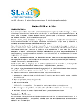 Evaluación de las alergias - Folletos informativos SLaai para pacientes ...
