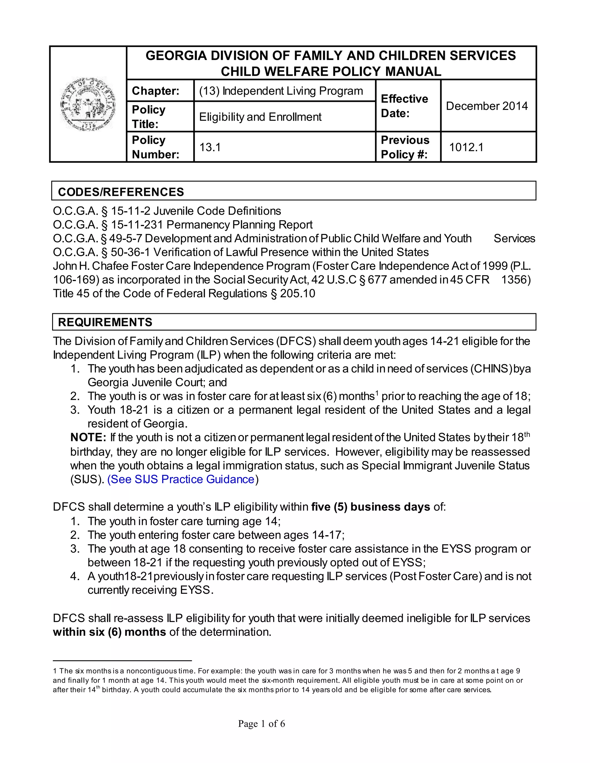 13.1 eligibility and enrollment | DOCX