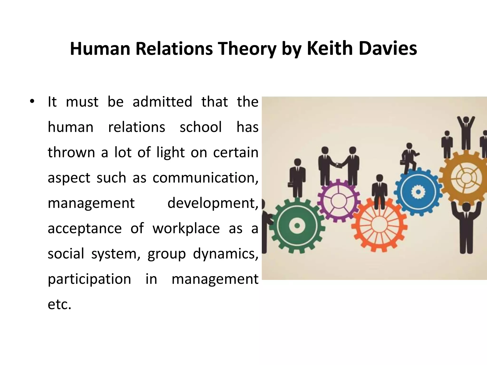 Human relations theory by keith davies - theories of industrial ...