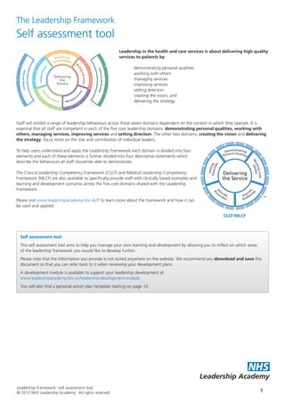 13.nhs leadership framework-leadership-frameworkselfassessmenttool | PDF