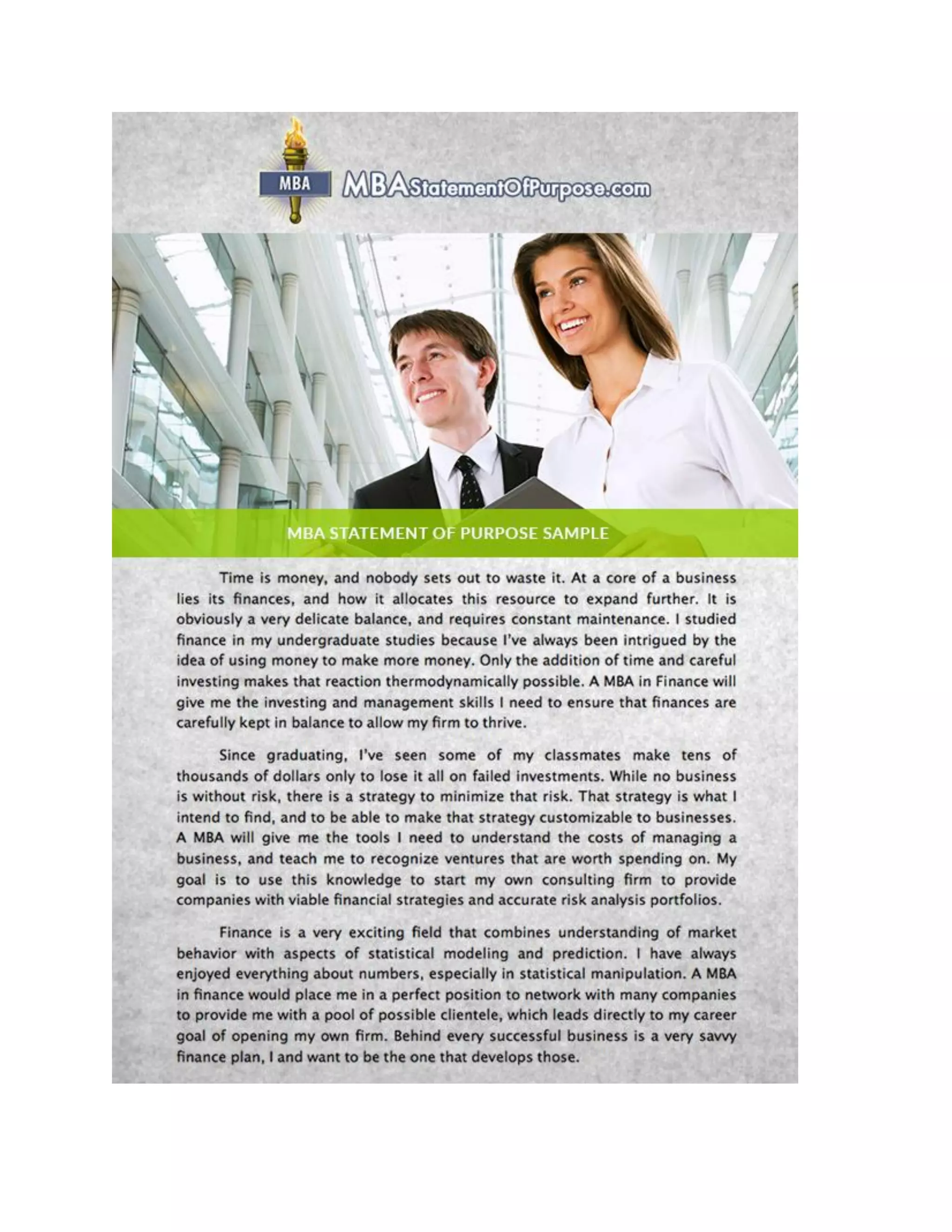 Sample SoP for MBA Application Sample | PDF