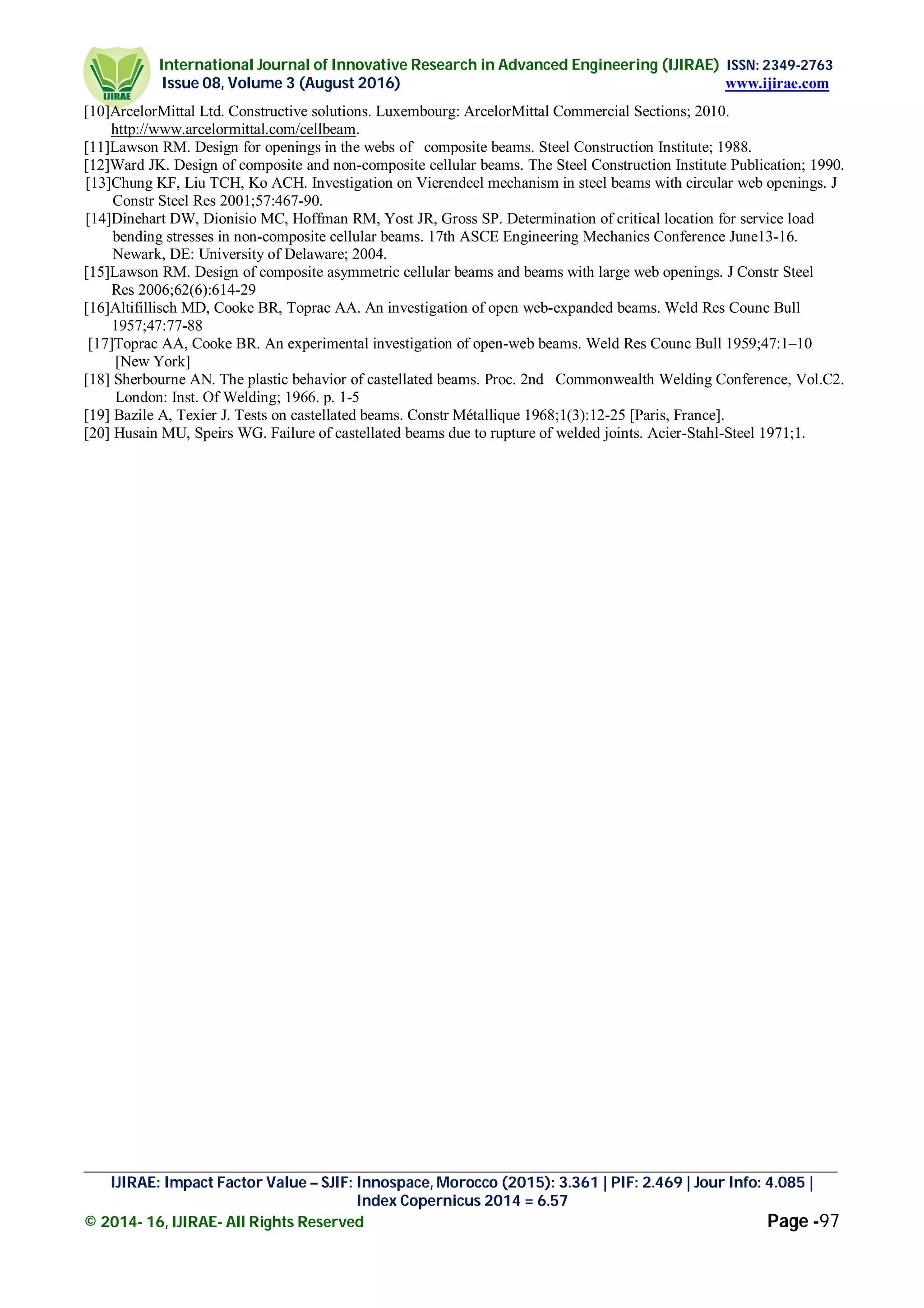 Structural Analysis and Design of Castellated Beam in Fixed Action | PDF