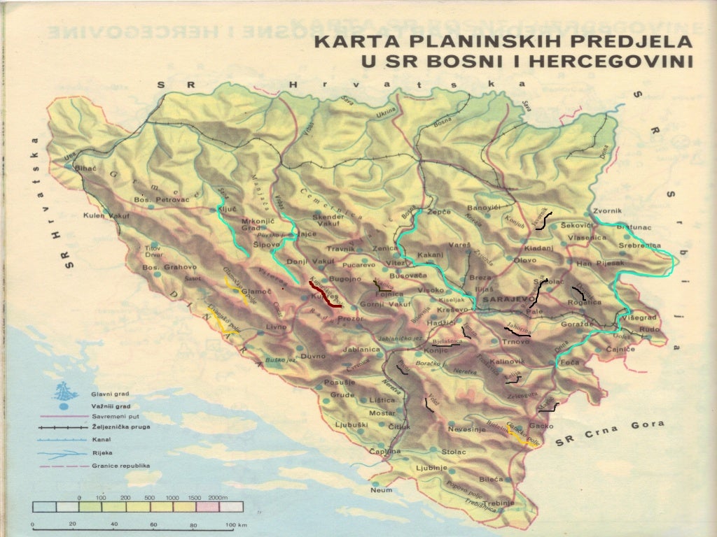 13. Podjela reljefa BiH na reljefne cjeline