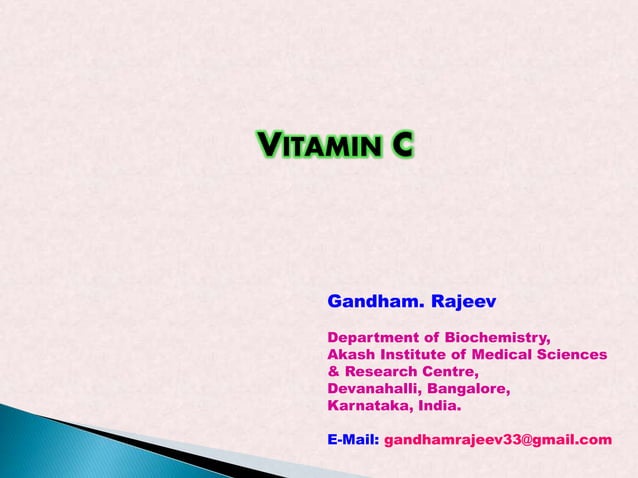 VITAMIN C | PPTX | Nutrition | Healthy Living