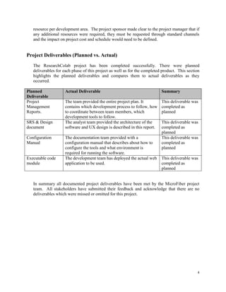 Software Project Management: Project Summary | PDF