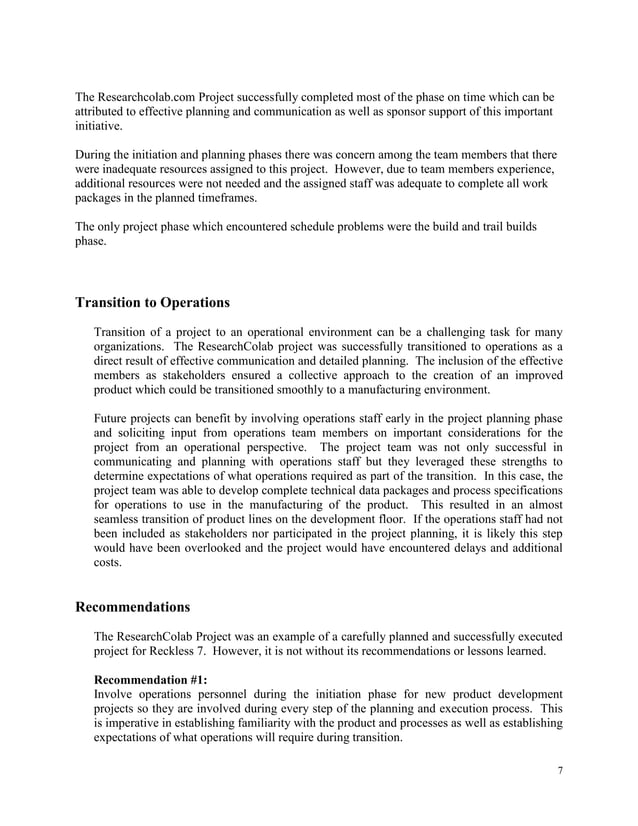 Software Project Management: Project Summary