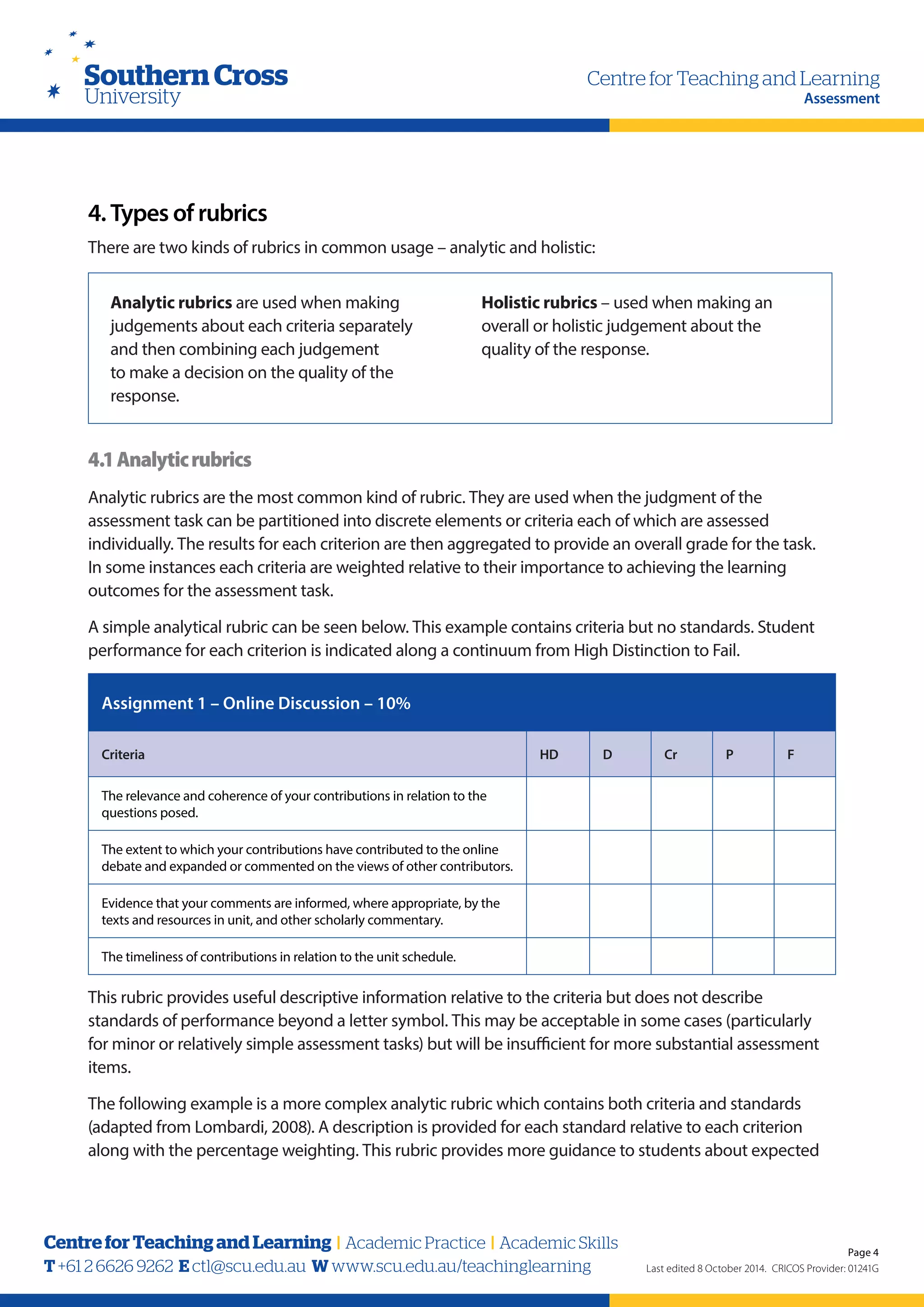 13. using rubrics in student assessment | PDF