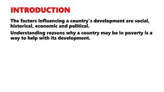 GEOGRAPHY YEAR 10: DEVELOPMENT. FACTORS INFLUENCING DEVELOPMENT. | PPTX