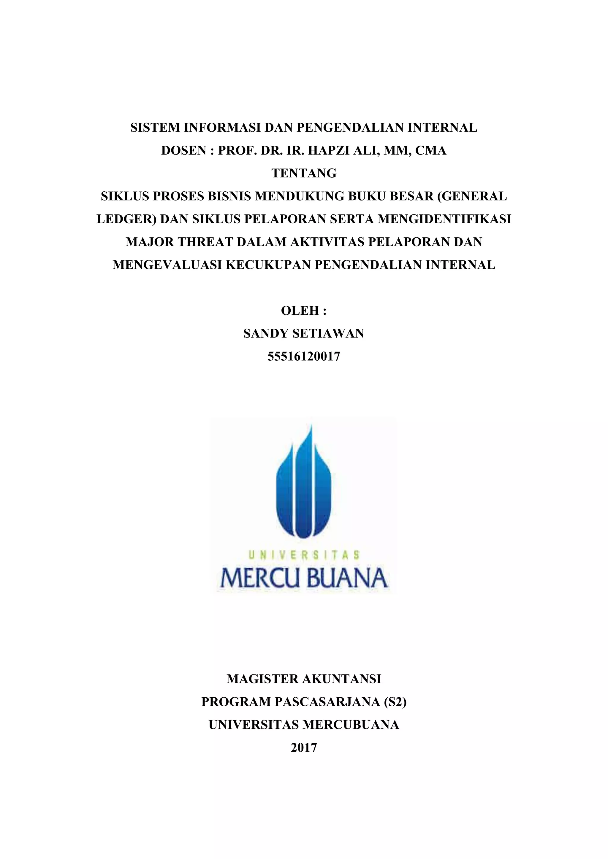 13. SI-PI, Sandy Setiawan, Hapzi Ali, Siklus Proses Bisnis Mendukung Buku Besar dan Siklus ...