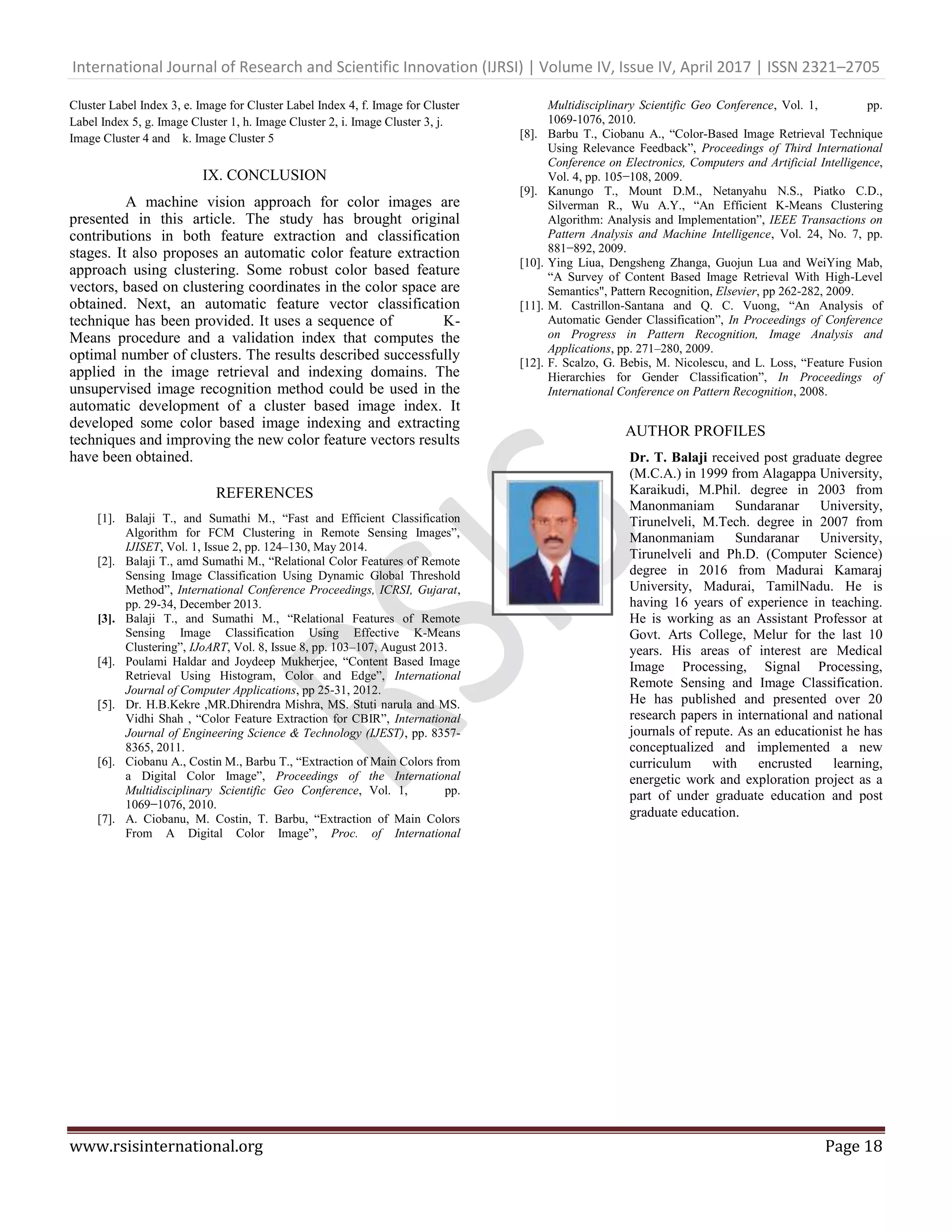 An Automatic Color Feature Vector Classification Based on Clustering Method | PDF