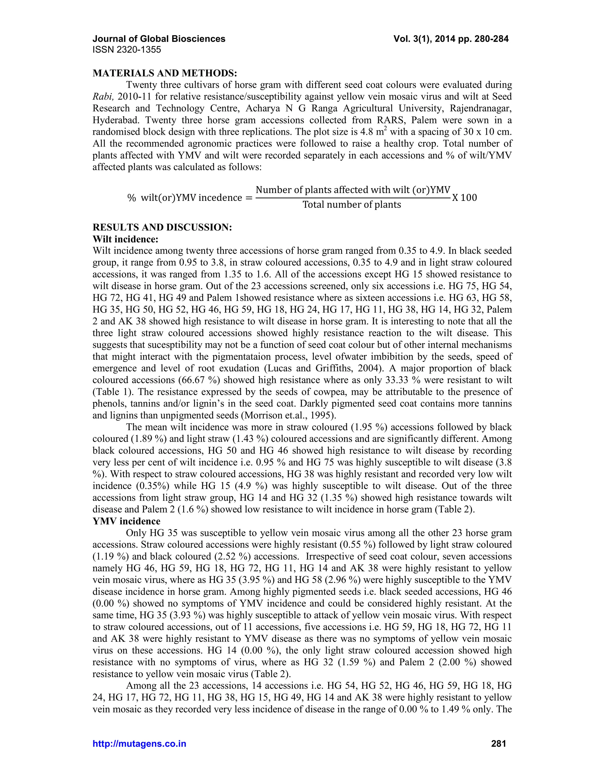 WILT AND YELLOW MOSIAC VIRUS IN HORSEGRAM | PDF