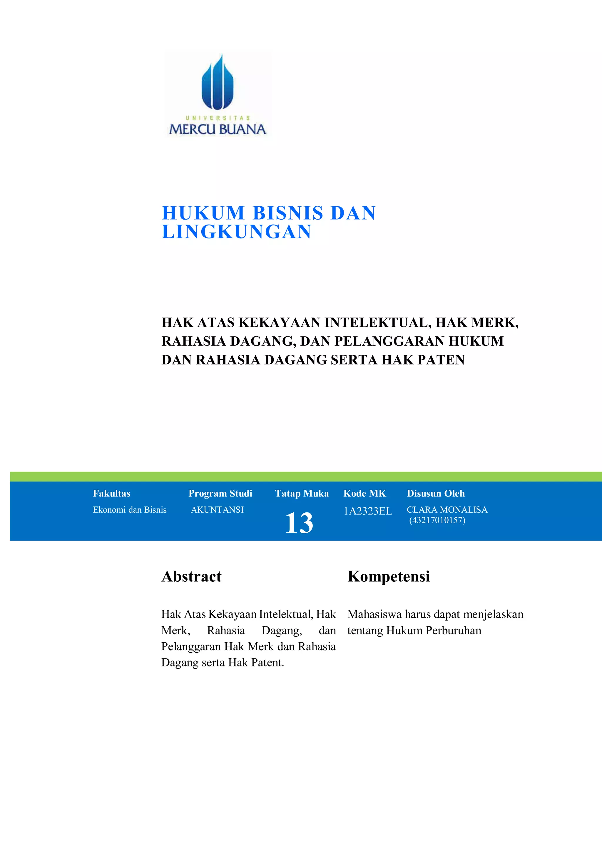 13. hbl,clara monalisa,hapzi ali,hak atas kekayaan intelektual, hak ...