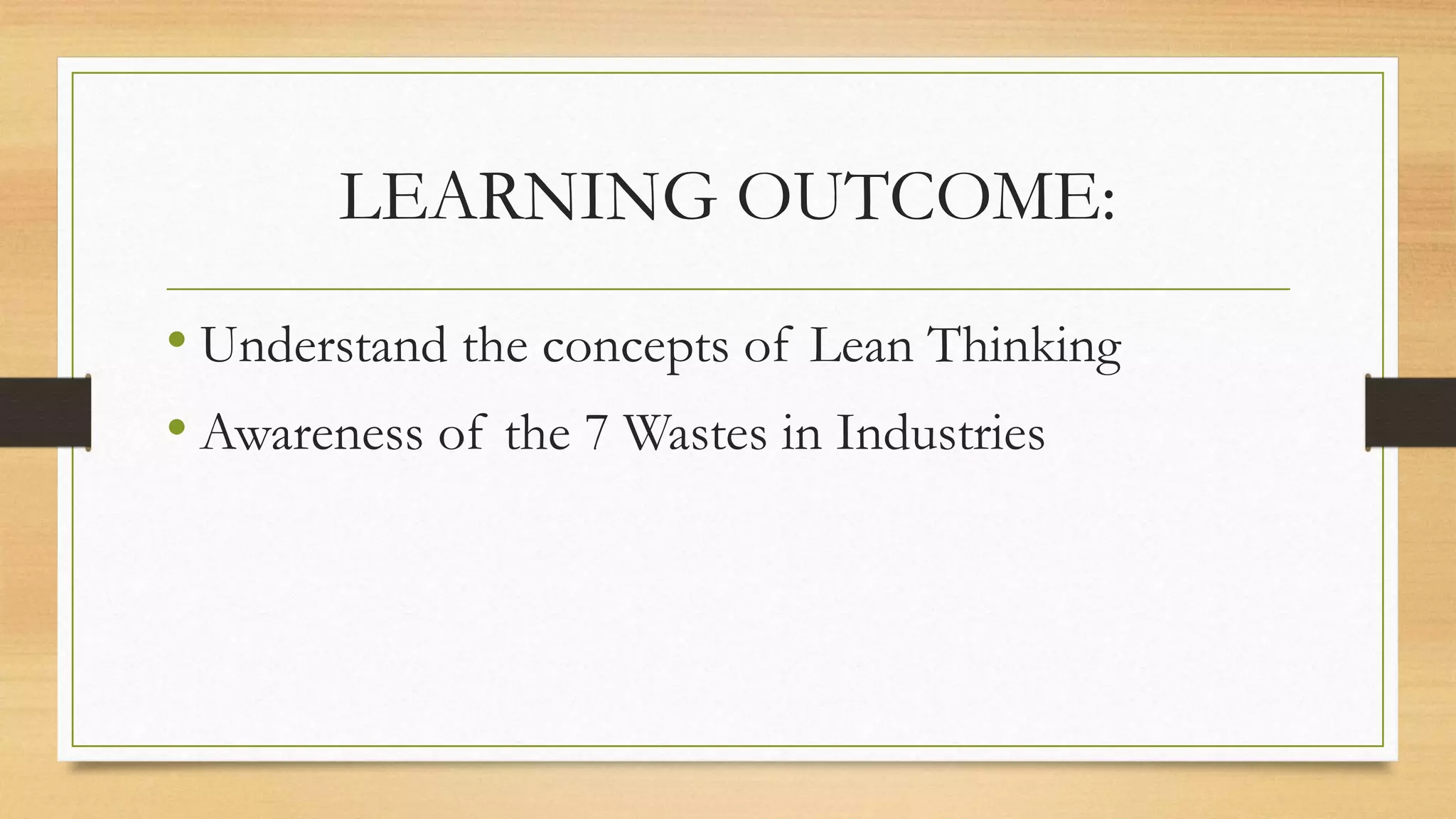 Introduction to lean thinking | PPTX