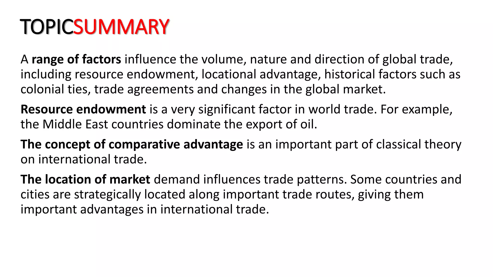 13.1 Global Interdependence: Trade flows and trading patterns | PPTX