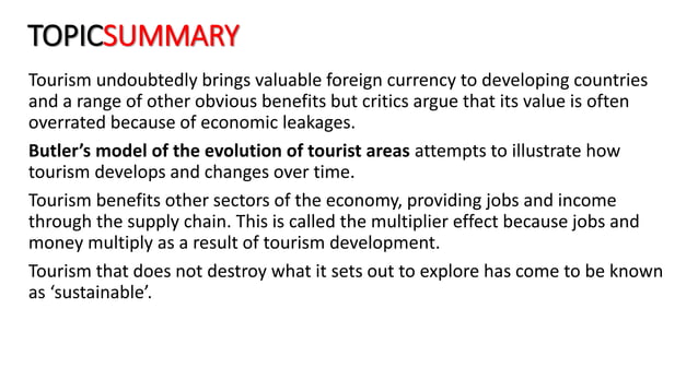 13.3 Global Interdependence: The development of international tourism ...