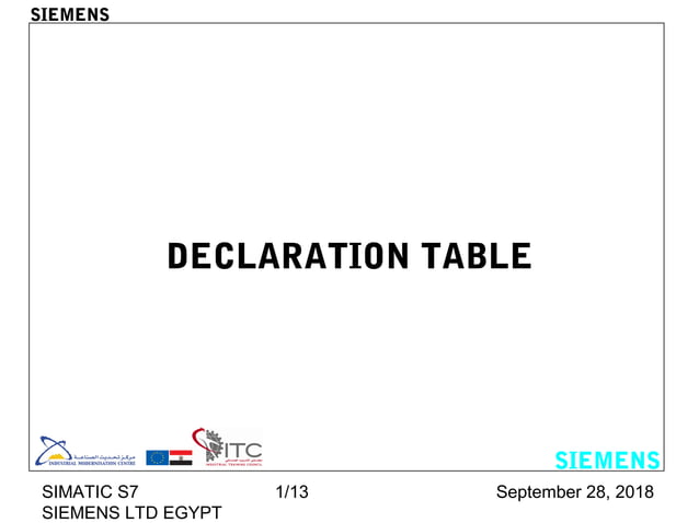 Declaration Table | PPT