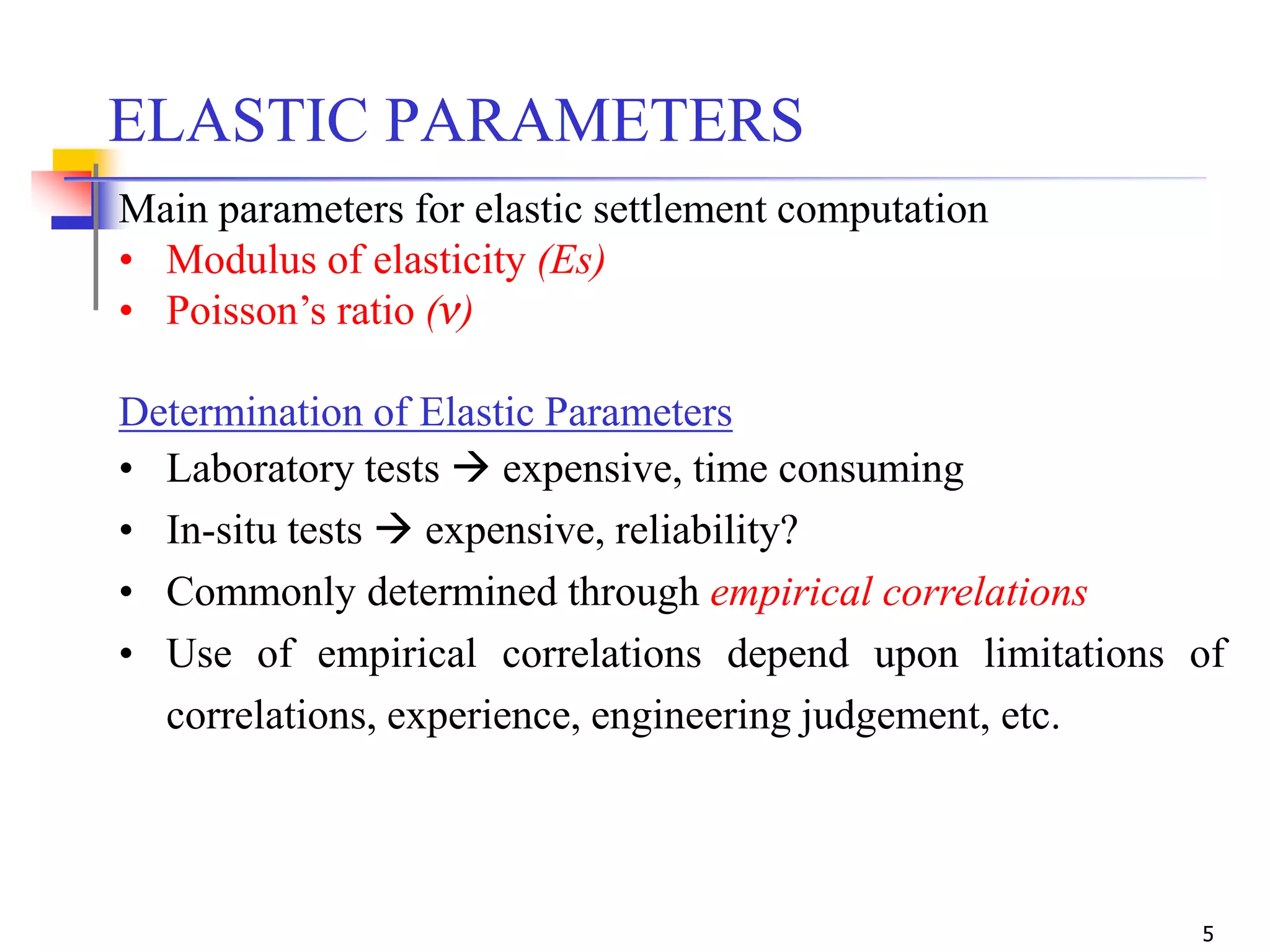 Geotechnical Engineering-II [Lec #13: Elastic Settlements] | PPSX