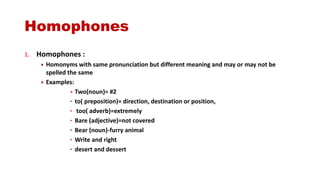 13. homophones ,homonyms & homographs | PPTX