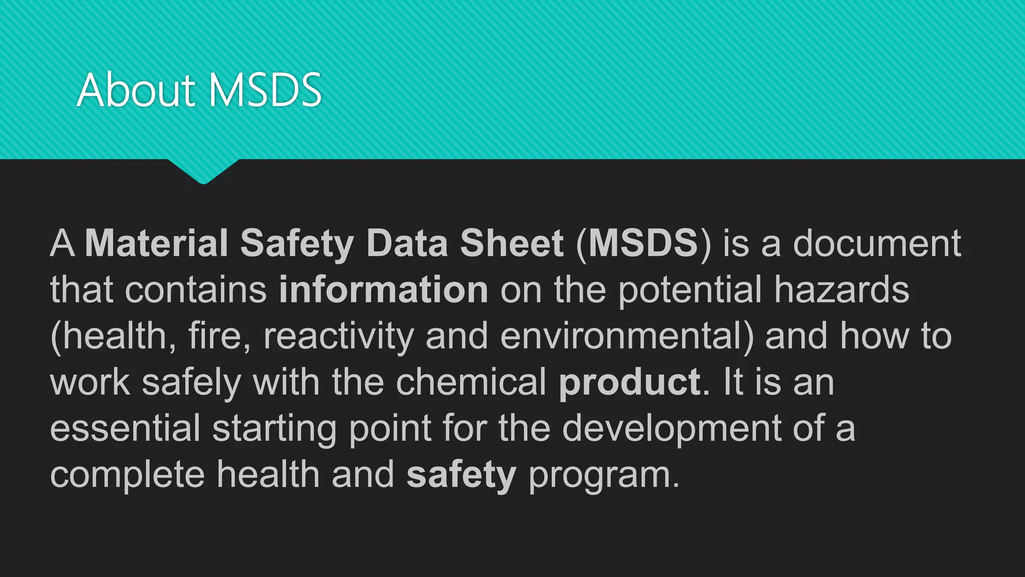 MSDS- Material Safety Data Sheet | PPTX