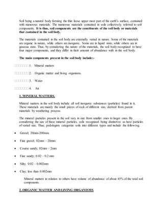 PHYSICAL GEOGRAPHY 1.5 -STUDY OF SOIL | DOCX