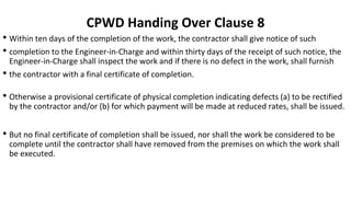 DEFECTS LIABILITY AND TAKING OVER CLAUSES | PPTX
