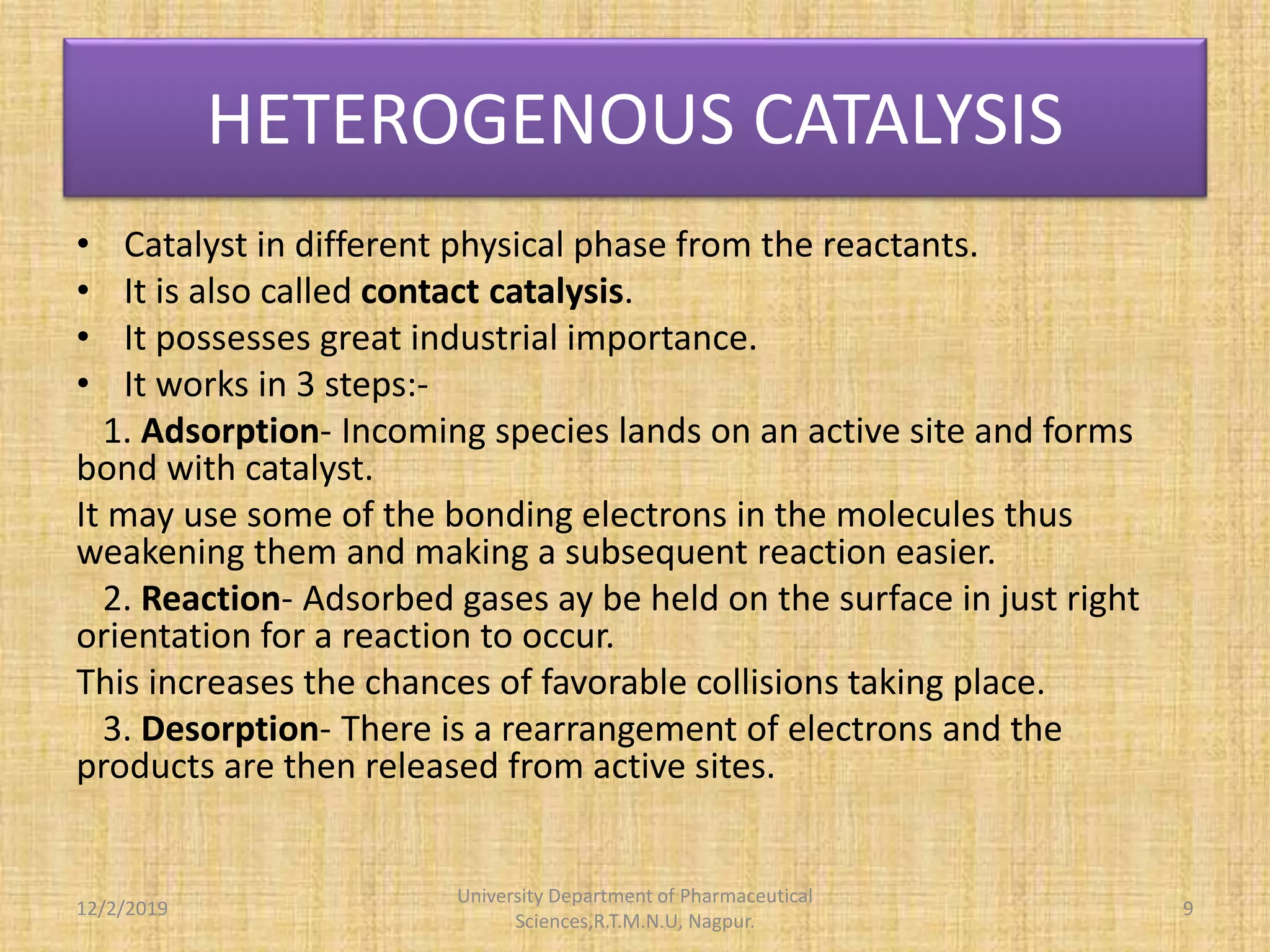 CATALYSIS, TYPES OF CATALYSIS FOR CHEMISTRY STUDENTS | PPTX