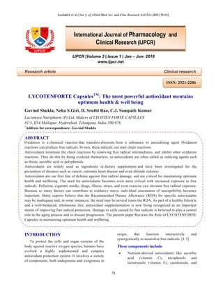 LYCOTENFORTE CapsulesTM: The most powerful antioxidant mentains optimum ...