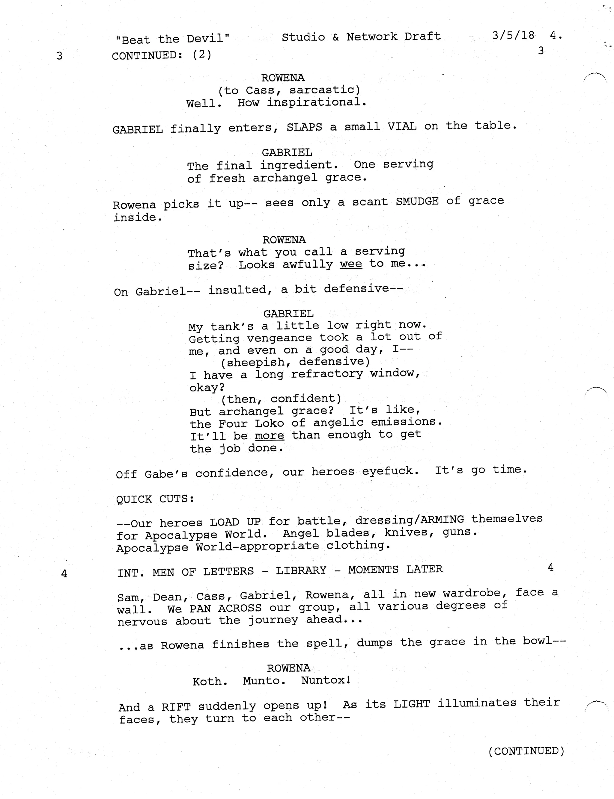 Supernatural 13.21 Beat The Devil Script | PDF