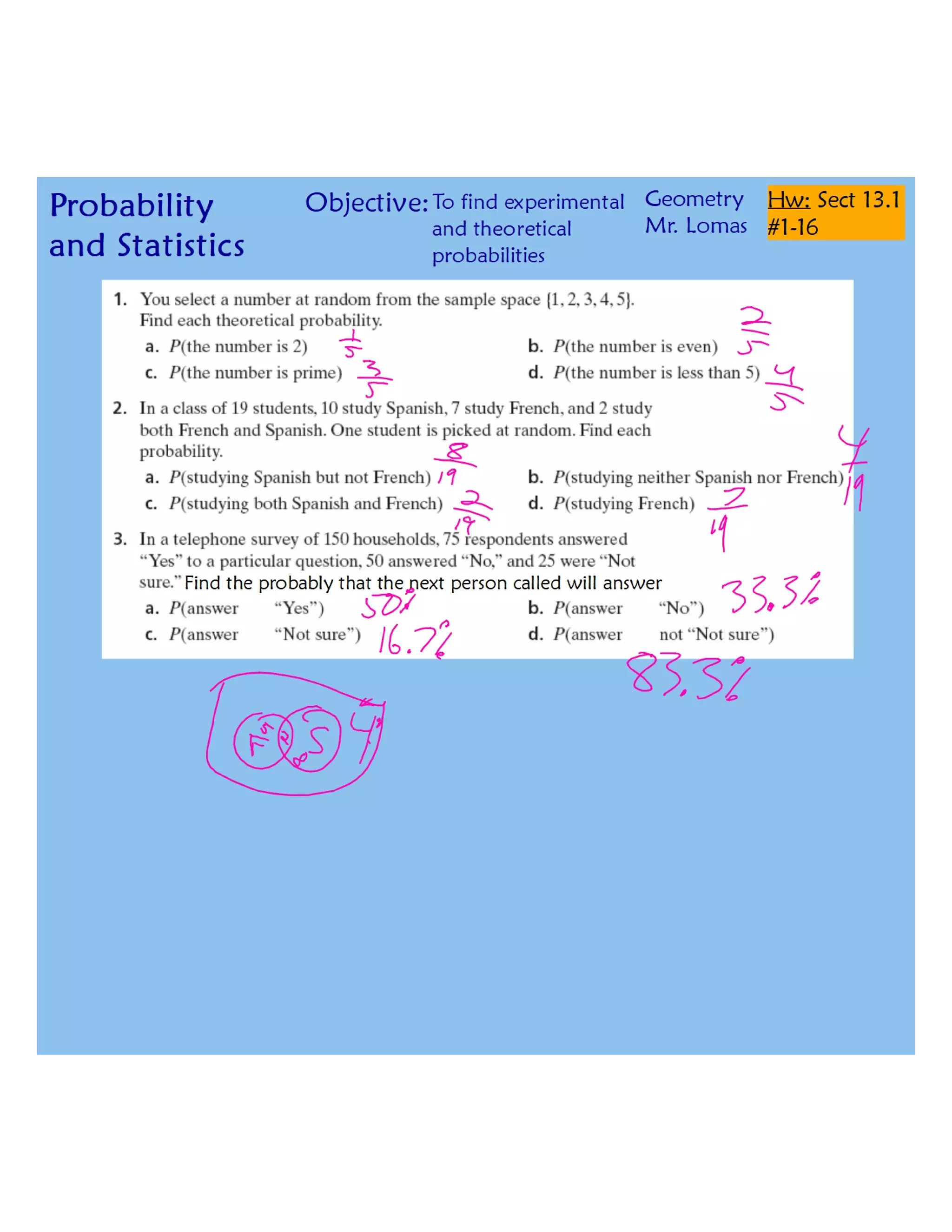 13 1 experimental and theoretical probability | PDF