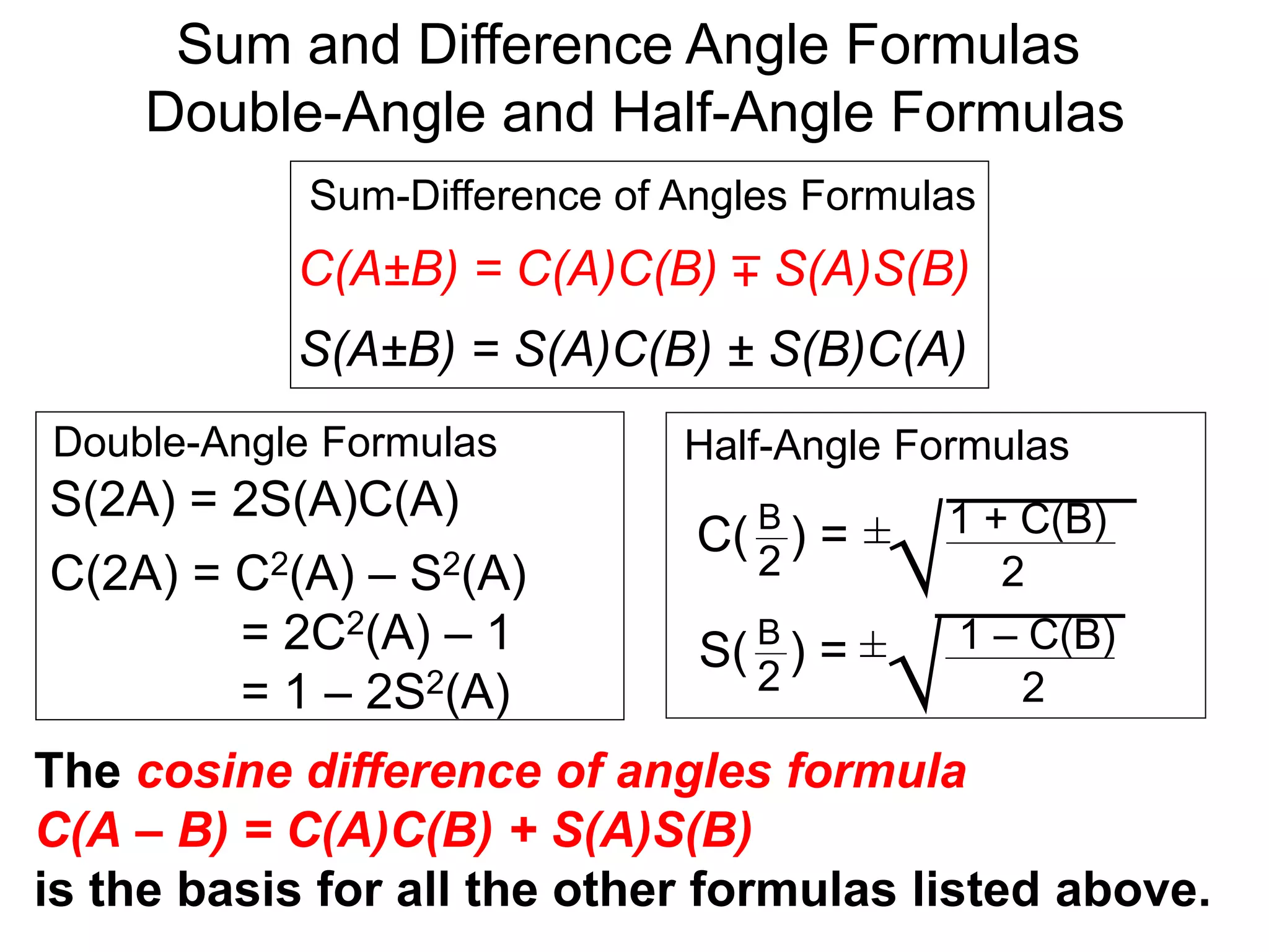 13. sum and double half-angle formulas-x | PPTX