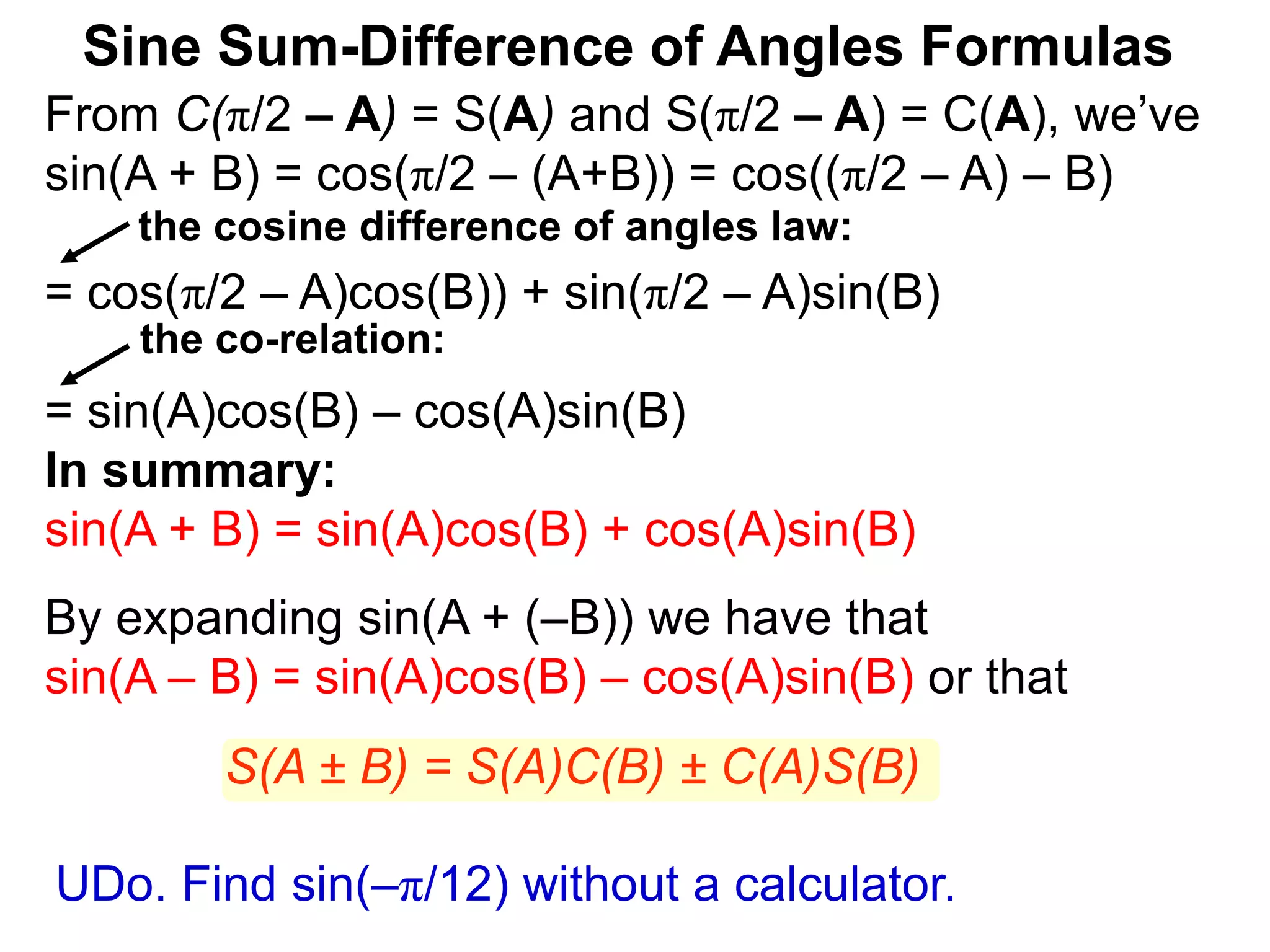13. sum and double half-angle formulas-x | PPTX