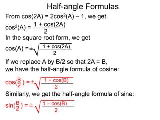 13. sum and double half-angle formulas-x | PPTX