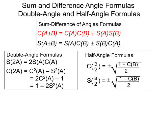 13. sum and double half-angle formulas-x | PPTX