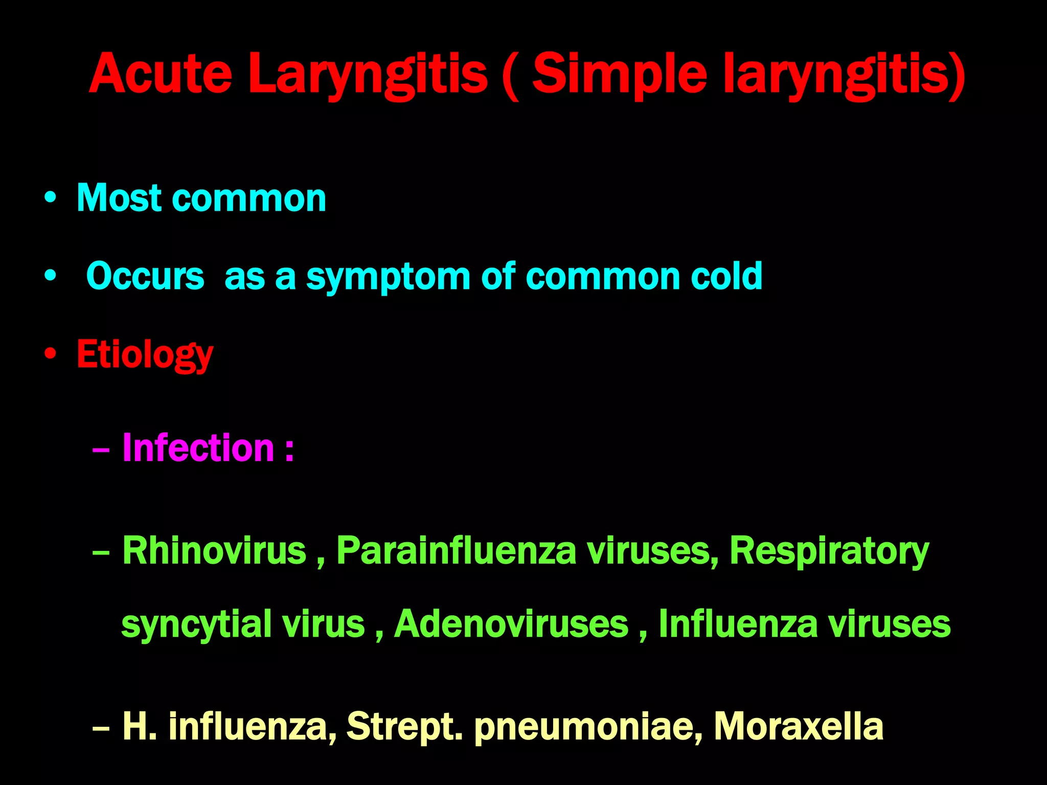 Acute and chronic laryngeal inflammations | PPT | Lung and Respiratory ...