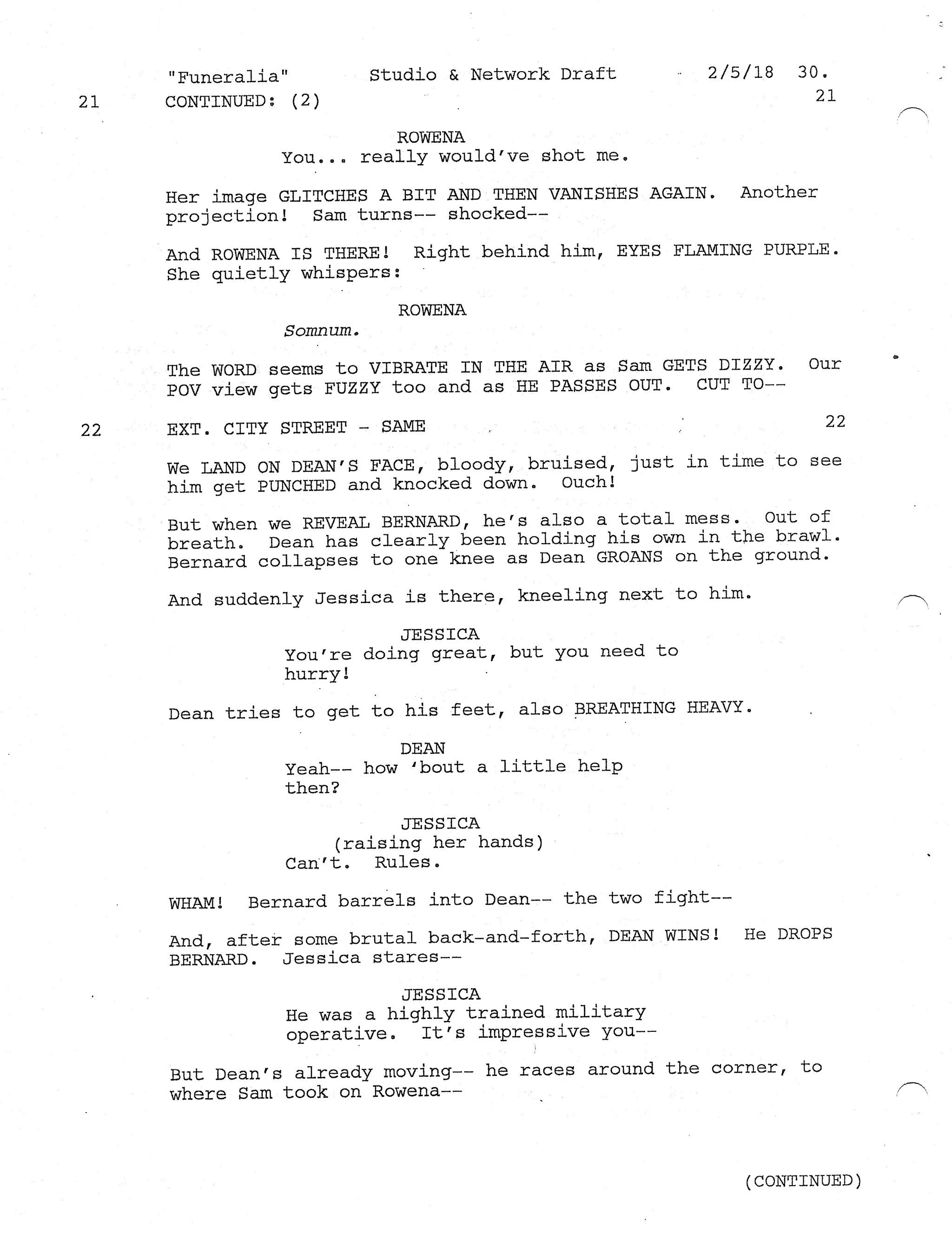 Supernatural 13.19 Funeralia script | PDF
