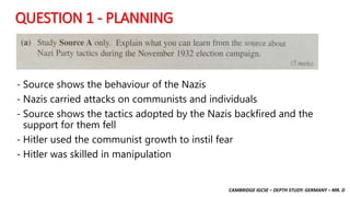 HISTORY IGCSE CONTENT - 20TH CENTURY OPTION - DEPTH STUDY GERMANY ...