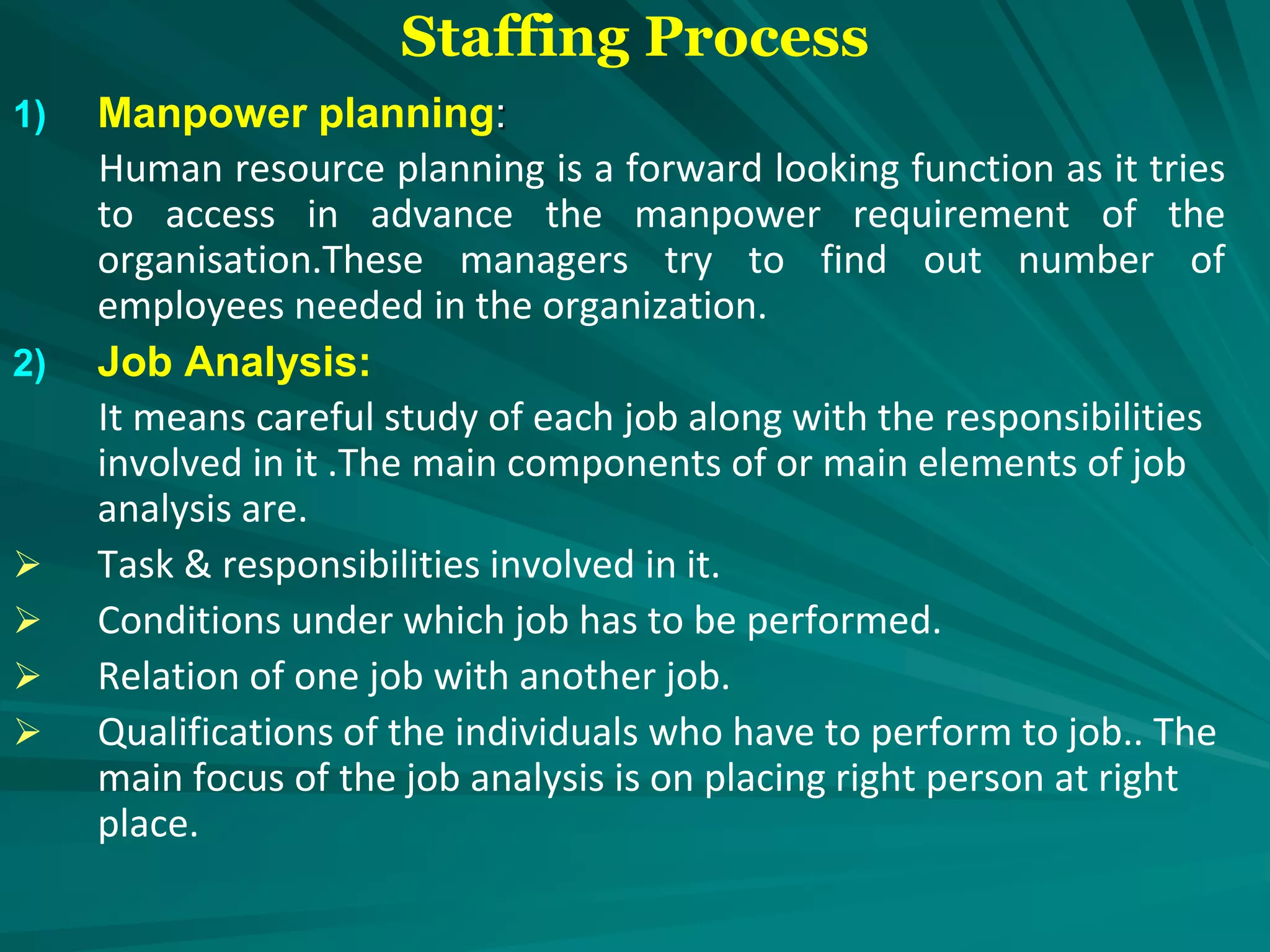 Staffing; Definition, Scope, Need, Significance, Process. | PPT