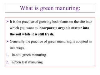 Microbiology of green manuring | PPT