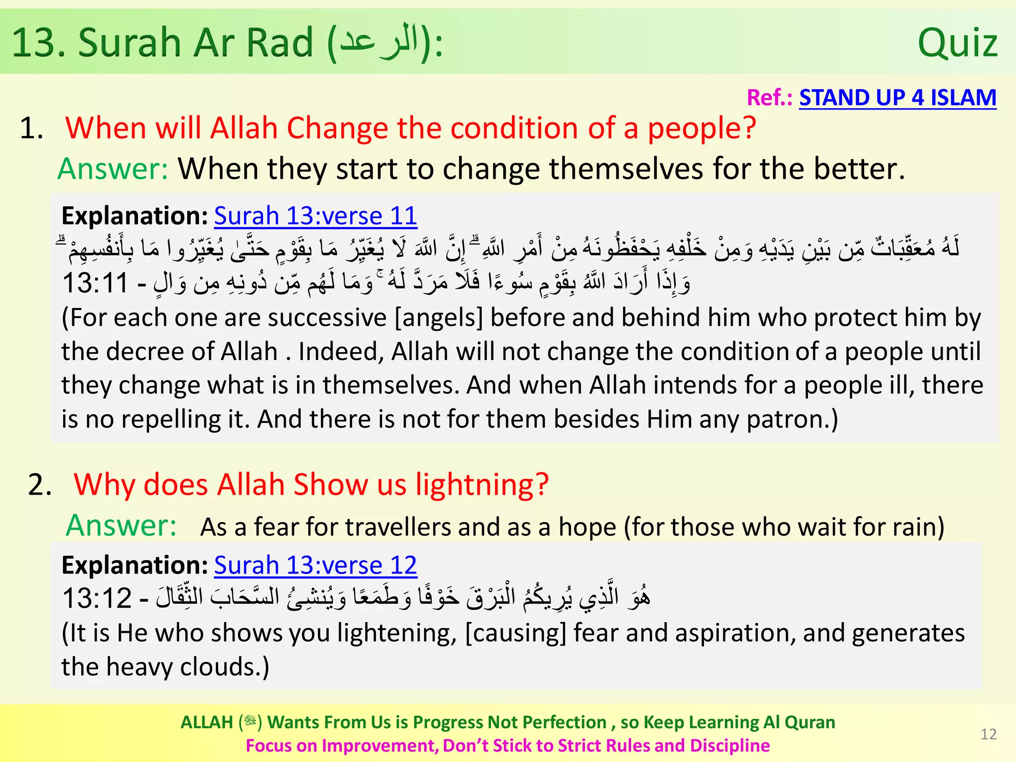 Al Quran (Chapter 13): Surah Ar Rad [The Thunder] | PDF