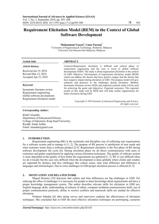Requirement Elicitation Model (REM) in the Context of Global Software Development | PDF
