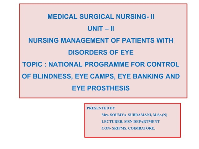 13. npcb,eye camps,eye banking, eye prosthesis | PPTX | Eye and Vision ...