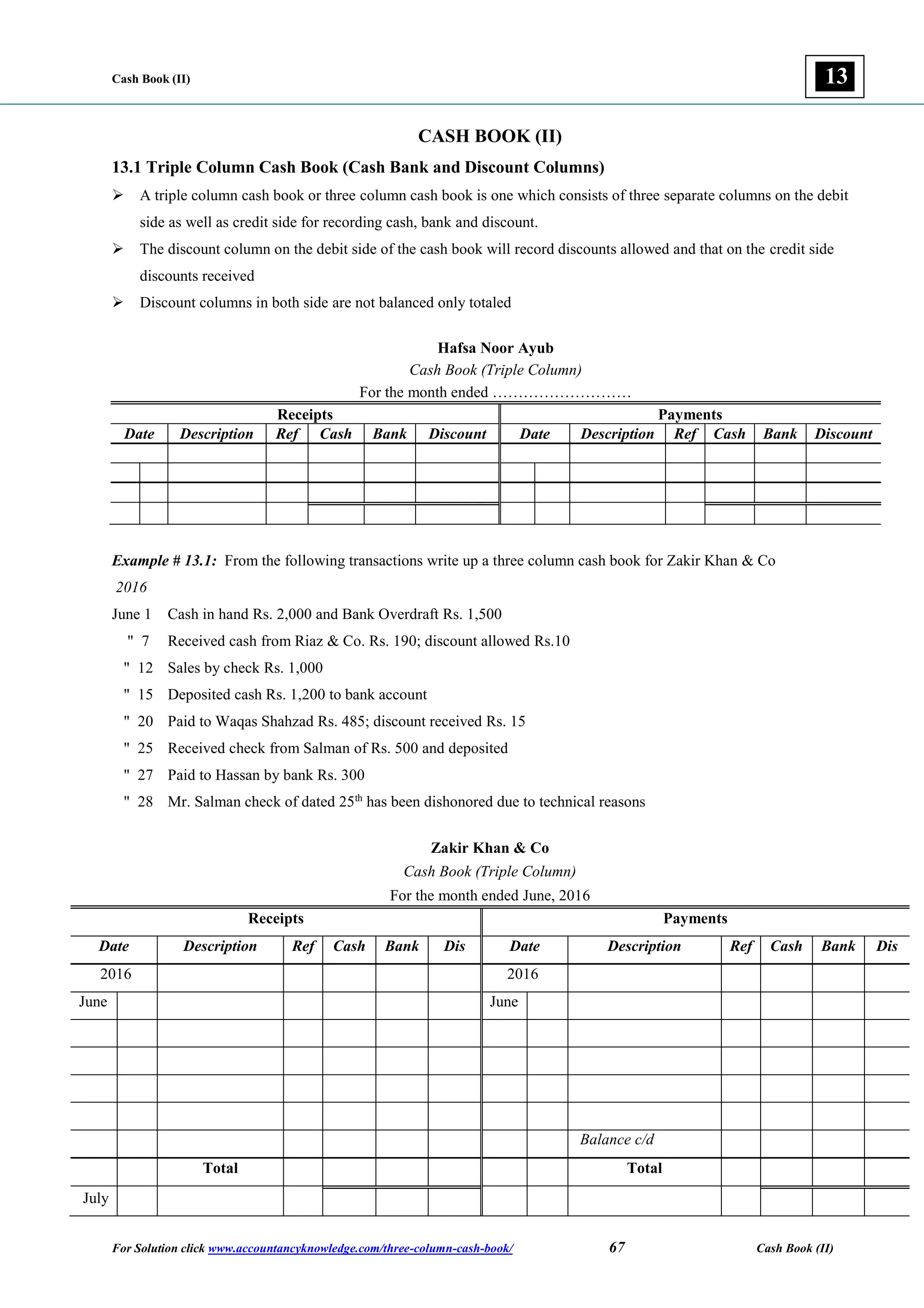 13. cash book ii accounting workbook-zaheer-swati | PDF