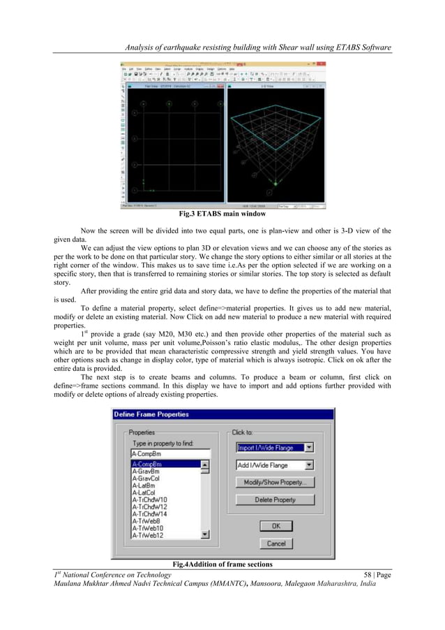 Analysis of earthquake resisting building with Shear wall using ETABS Software | PDF
