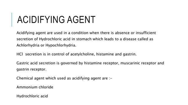 GASTRO INTESTINAL AGENT (ACIDIFYING AGENT) | PPT