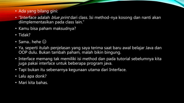 13. memahami interface di java (dan contohnya) | PPT