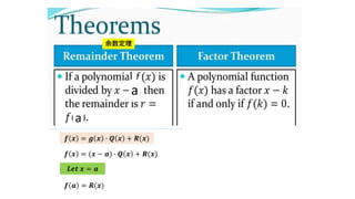 SUEC 高中 Adv Maths (Remainder, Factor Theorem) | PPT | Free Download