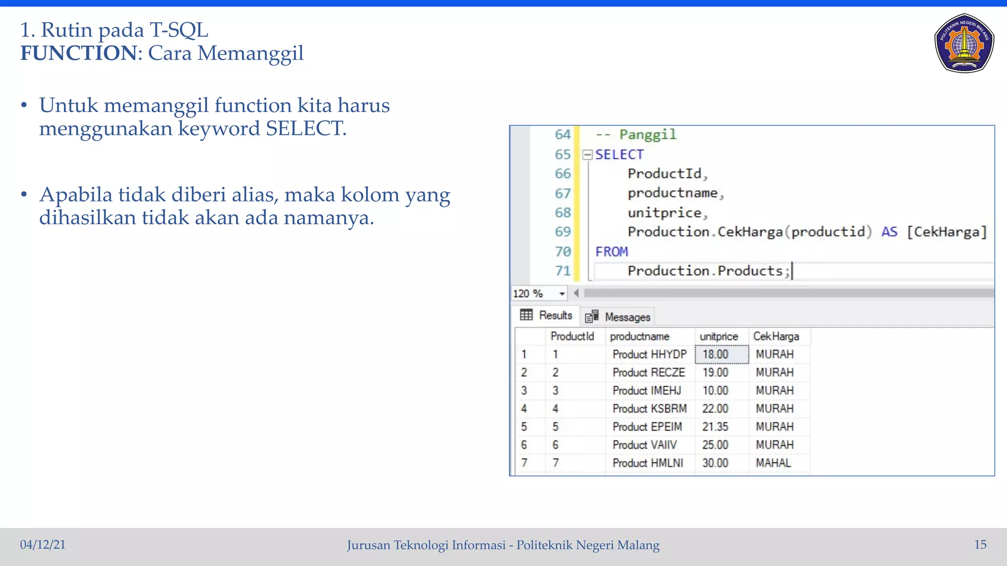 Pemrograman dengan Transact SQL Bagian-1 | PDF