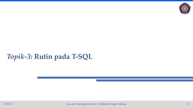Pemrograman dengan Transact SQL Bagian-1 | PDF