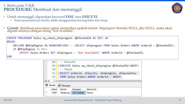 Pemrograman dengan Transact SQL Bagian-1 | PDF